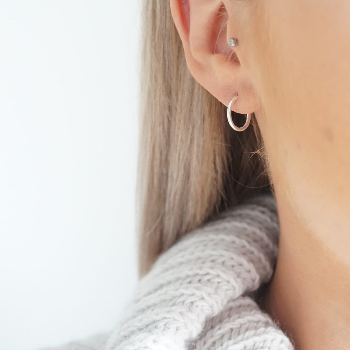 Sterling Silver Mini Hoop Earrings – Little Grey Moon